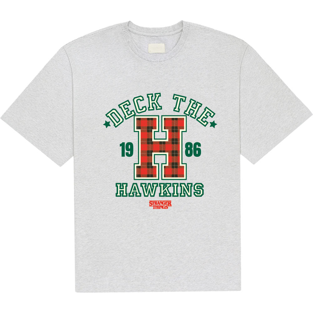 Stranger Things T-Shirt: Deck The Hawkins (Grey) – ATC Music Merch