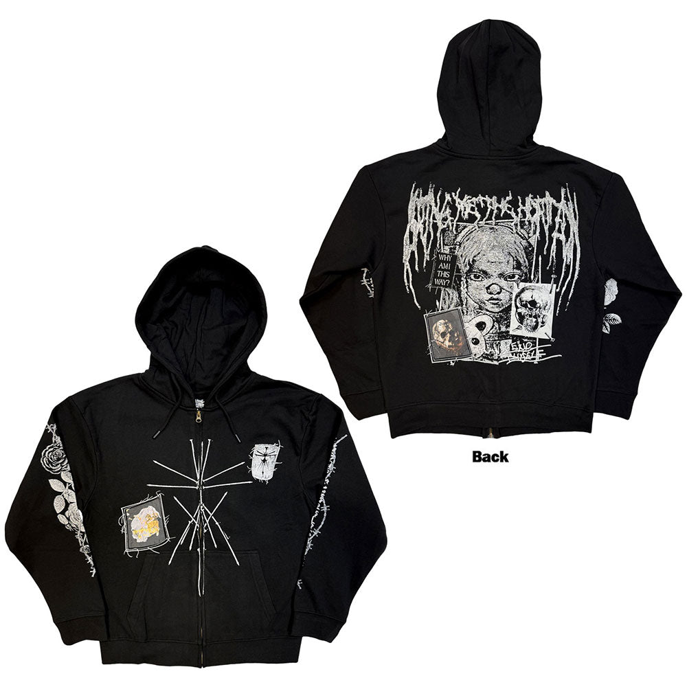 Bring Me The Horizon Zipped Hoodie: Nailed Symbol (Black) (Back Print ...