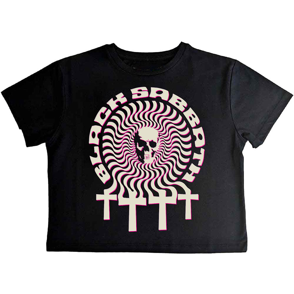 Black Sabbath Ladies Crop Top: Hypnotic Skull – ATC Music Merch