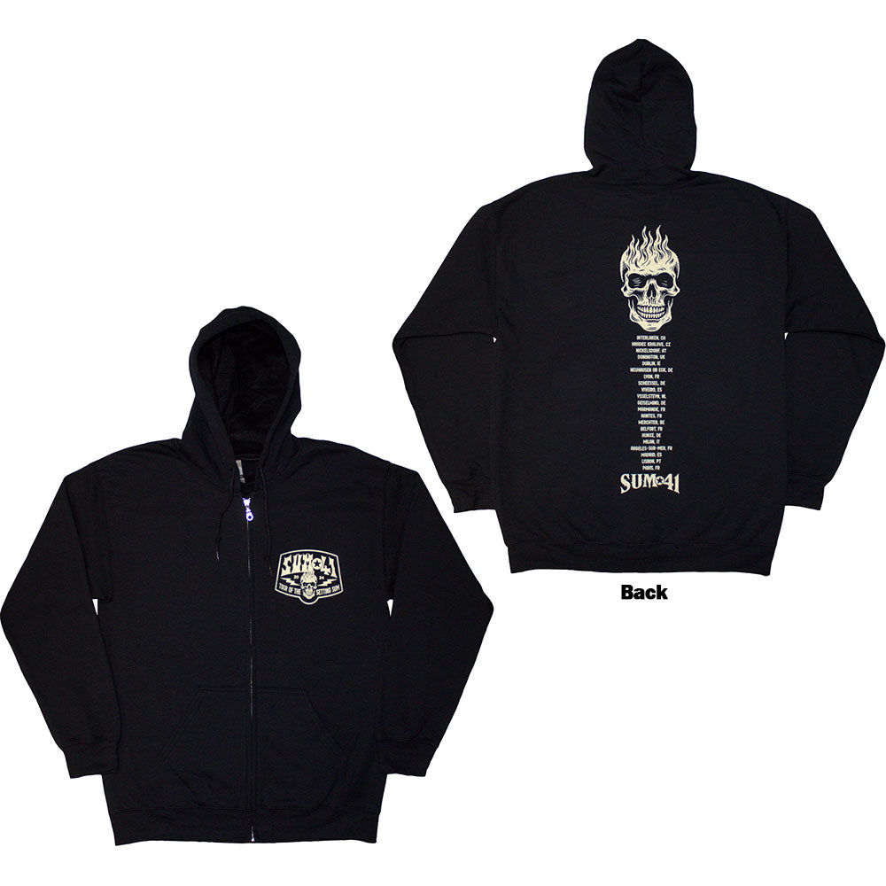 Sum 41 Zipped Hoodie: Tour '24 Pocket Logo & Skull Back (Back Print ...