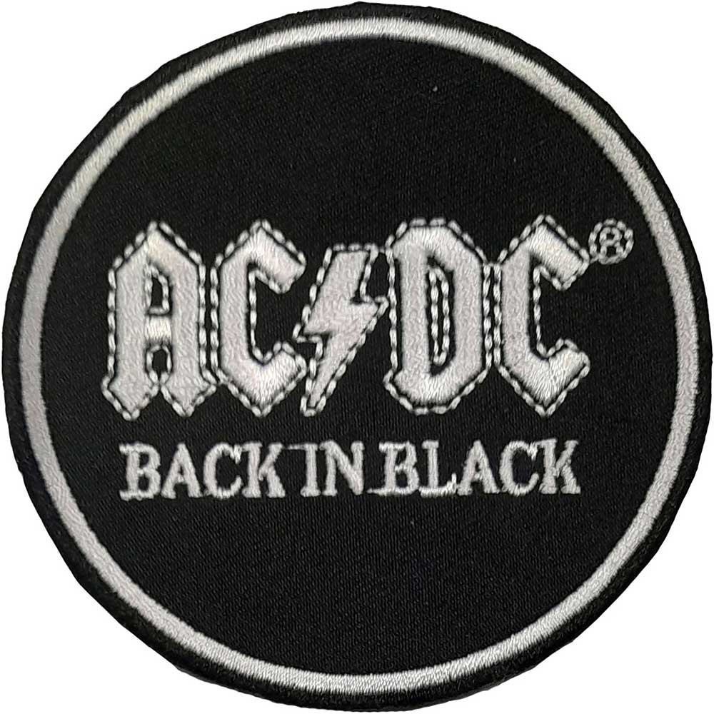 AC/DC Standard Patch: Back In Black Circle – ATC Music Merch
